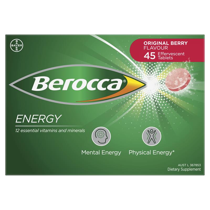 Berocca Energy Original Berry 45 Effervescent Tablets – Pill Plus Australia