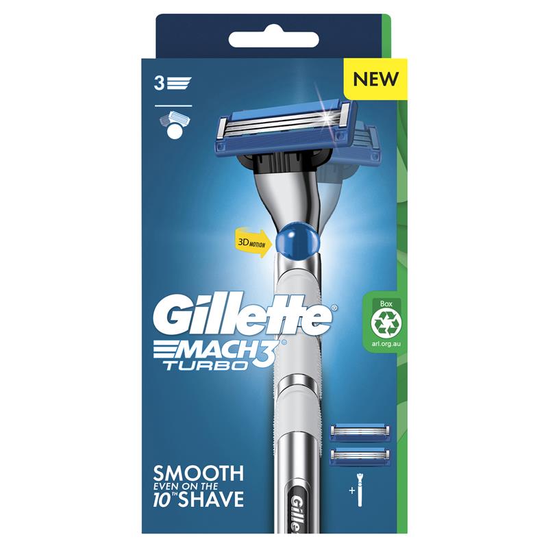 Gillette Mach 3 Turbo 3D Razor 2 Up – Pill Plus Australia