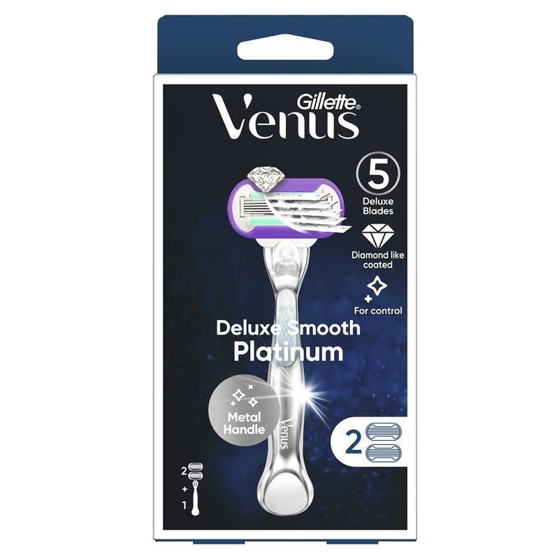 Gillette Venus Deluxe Smooth Platinum + 2 Blade Refills – Pill Plus ...