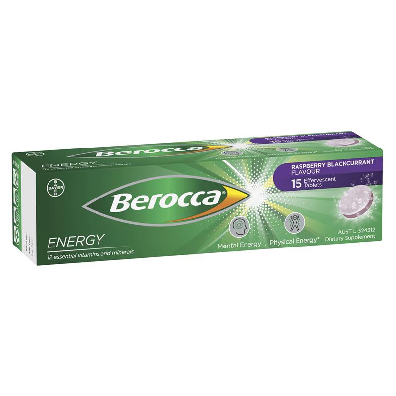 Berocca Performance Raspberry and Blackcurrant 15 Effervescent Tablets ...